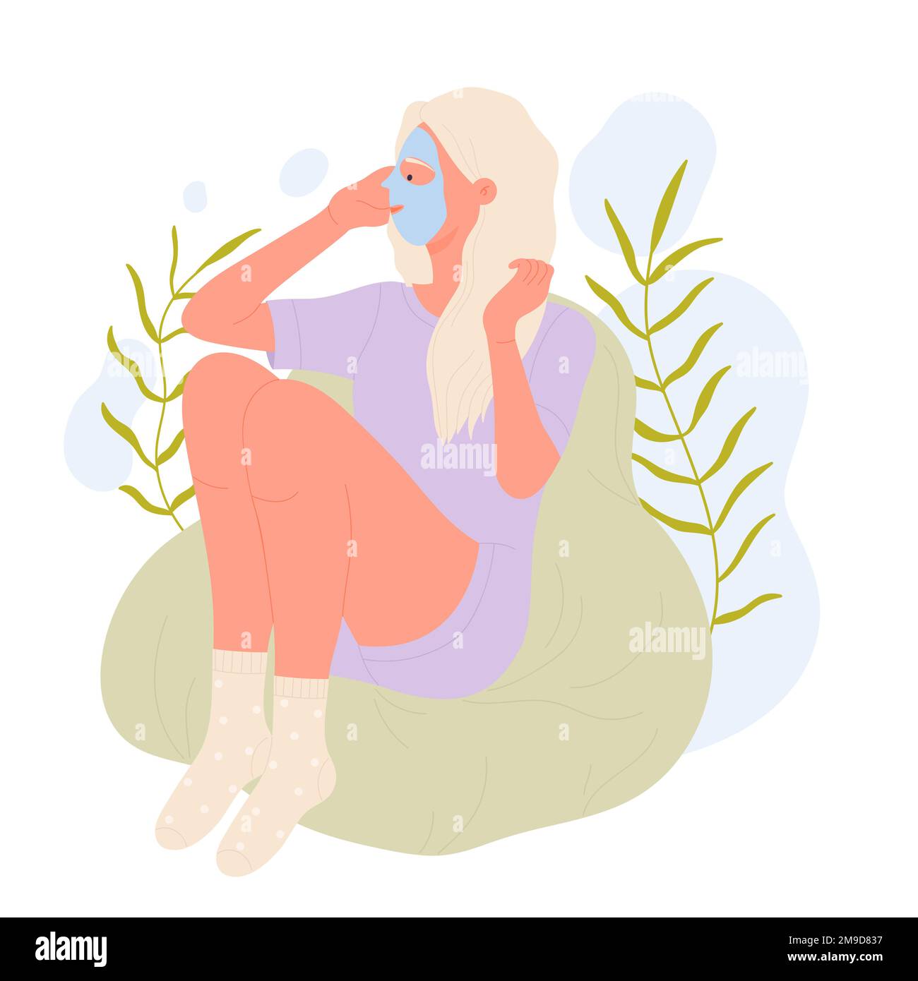 Face skincare mask. Beauty cosmetics routine, cleansing body products ...