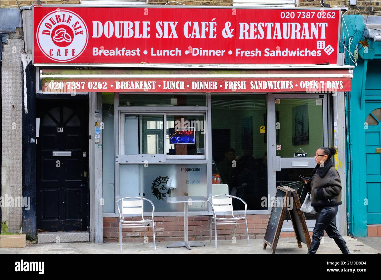 London Uk The Exterior Of A Typically English Style Cafe The Double Six Cafe And Restaurant