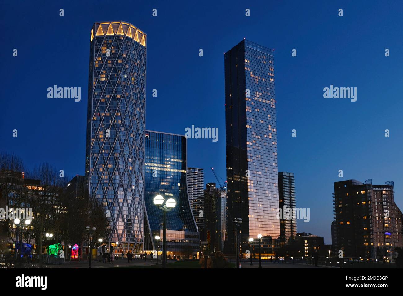 London, UK. Canary Wharf high-rise buildings, including the ...