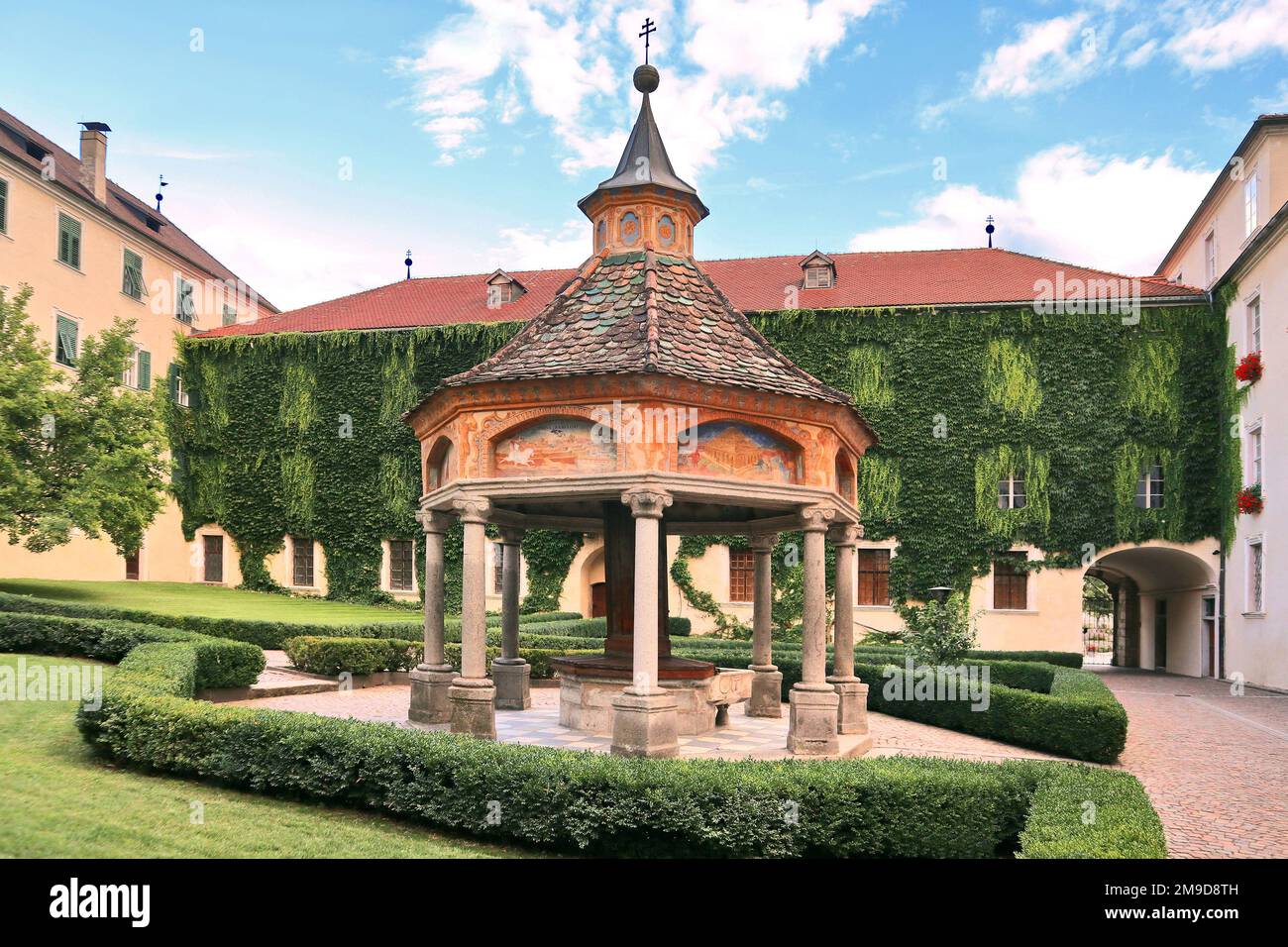 Neustift Abbey, or Novacella Abbey. Courtyard of Neustift Abbey Stock ...