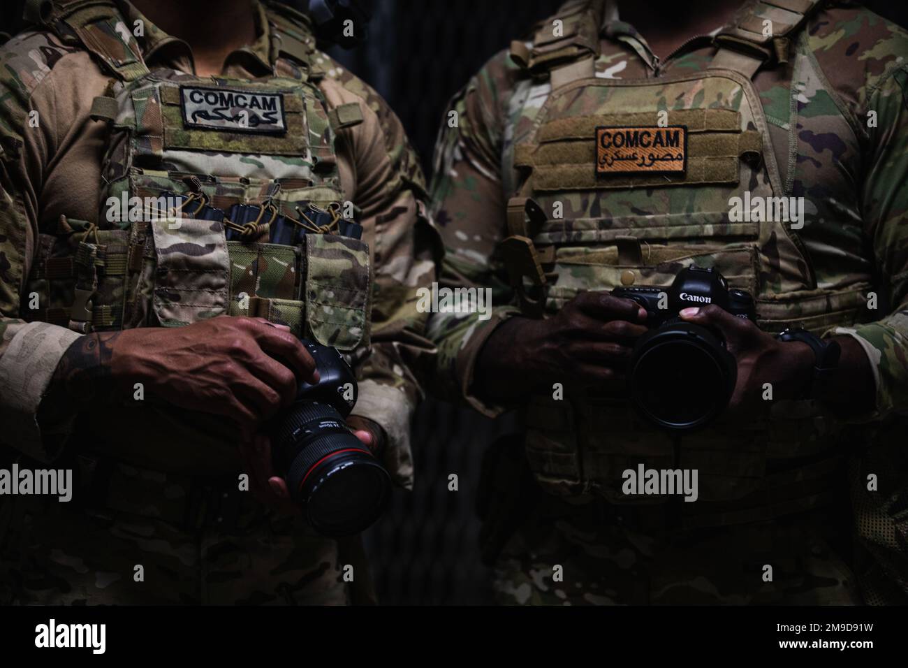 U.S. Army Sgt. Sidney Perry, left, and Cpl. Trevor Franklin, visual ...
