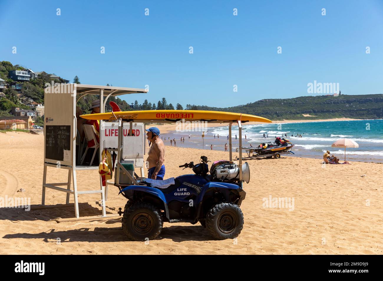 Australian lifeguard service surf rescue at Palm Beach Sydney in summer ...