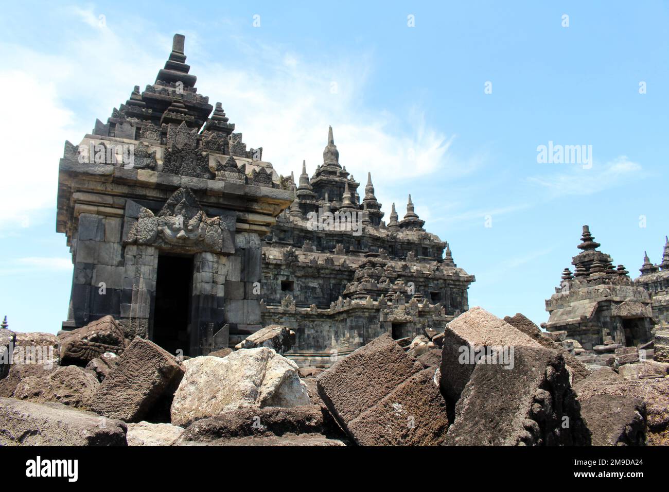 Ruins, temple, and stupa of Plaosan temple in Java, Indonesia. Taken in ...