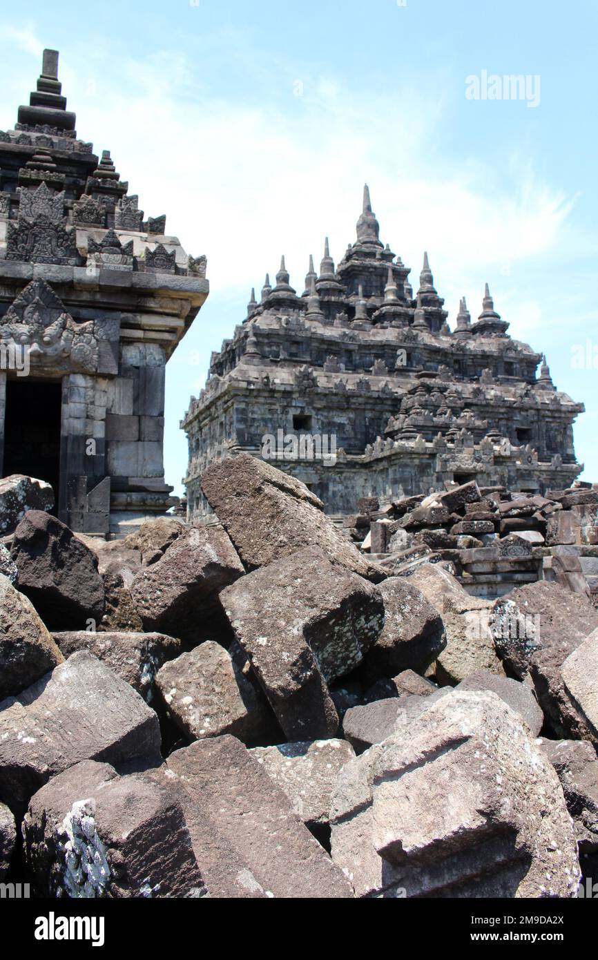 Ruins, temple, and stupa of Plaosan temple in Java, Indonesia. Taken in ...