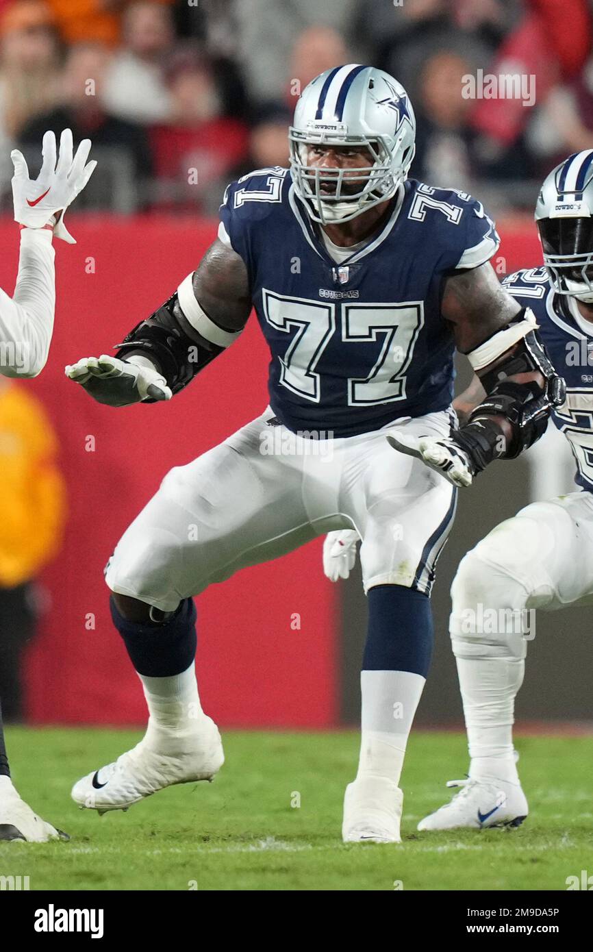 Dallas Cowboys offensive tackle Tyron Smith (77) protects the pocket ...