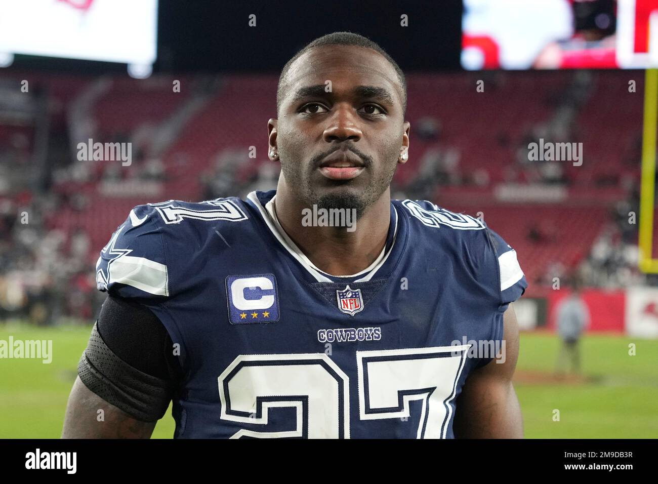 Dallas Cowboys safety Jayron Kearse (27) leaves the field following an ...
