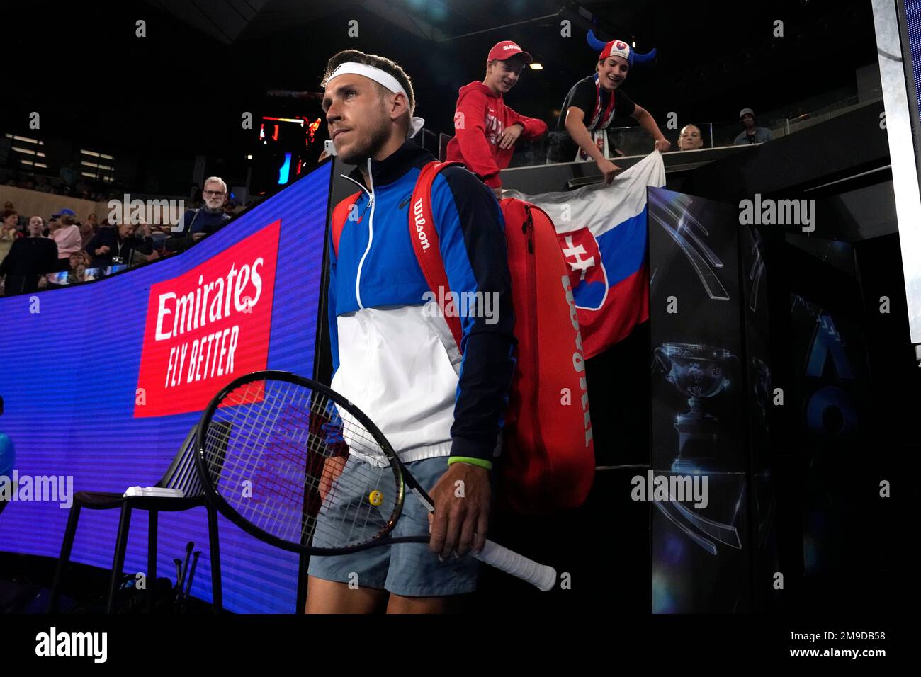 Alex Molcan of Slovakia walks onto court ahead of his second round ...