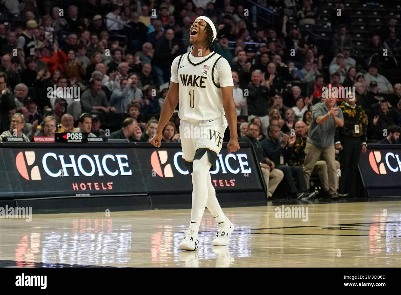 Wake Forest guard Tyree Appleby (1) reacts after making a 3-point ...