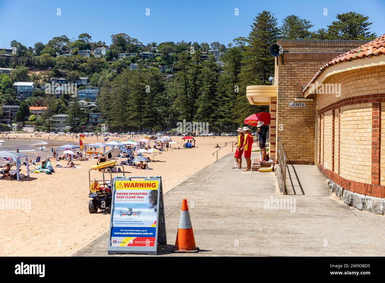 Palm Beach Sydney Australia surf rescue volunteers flying aerial UAV ...