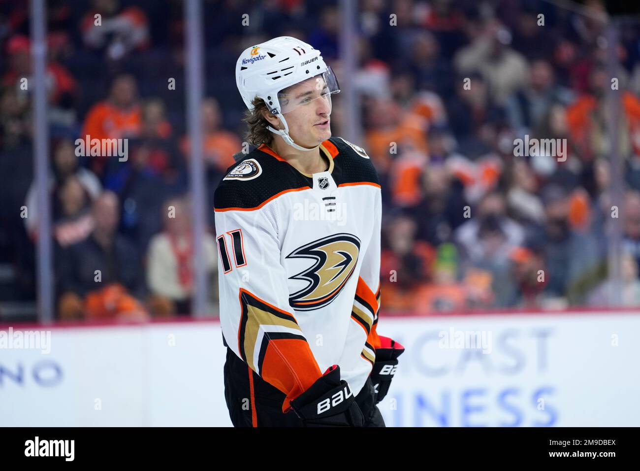 Anaheim Ducks' Trevor Zegras plays during an NHL hockey game, Tuesday ...