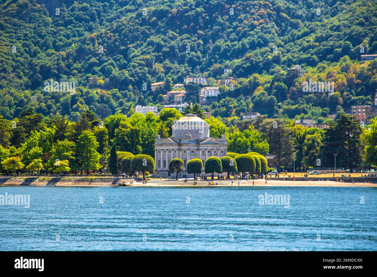 Street and lake views of Como city at the southern tip of Lake Como in ...