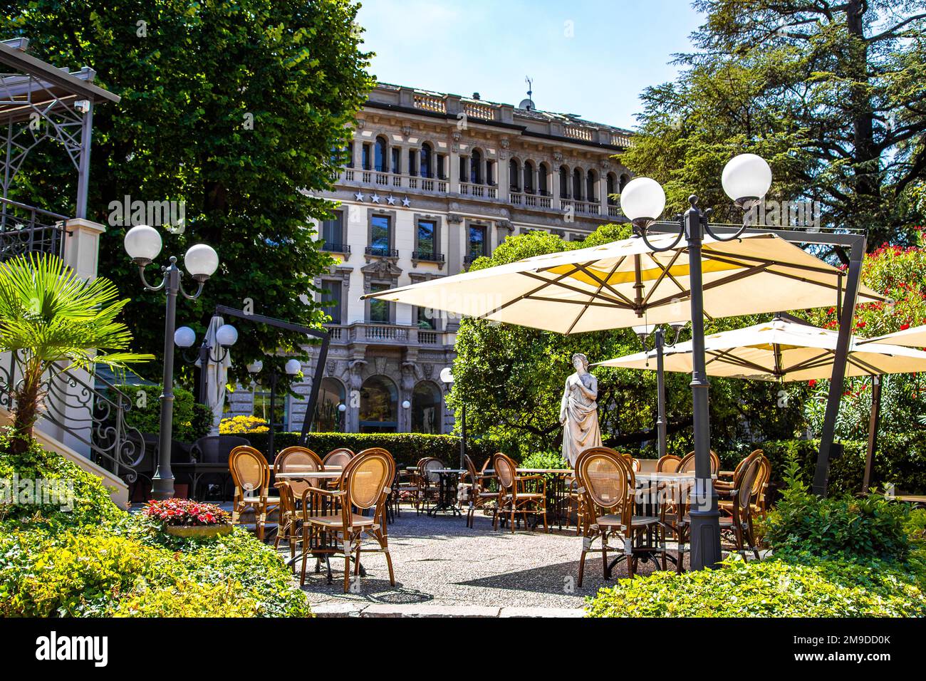 Street and lake views of Como city at the southern tip of Lake Como in ...