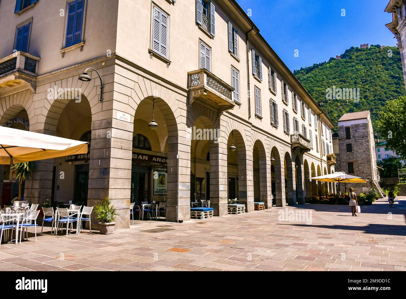 Street and lake views of Como city at the southern tip of Lake Como in ...