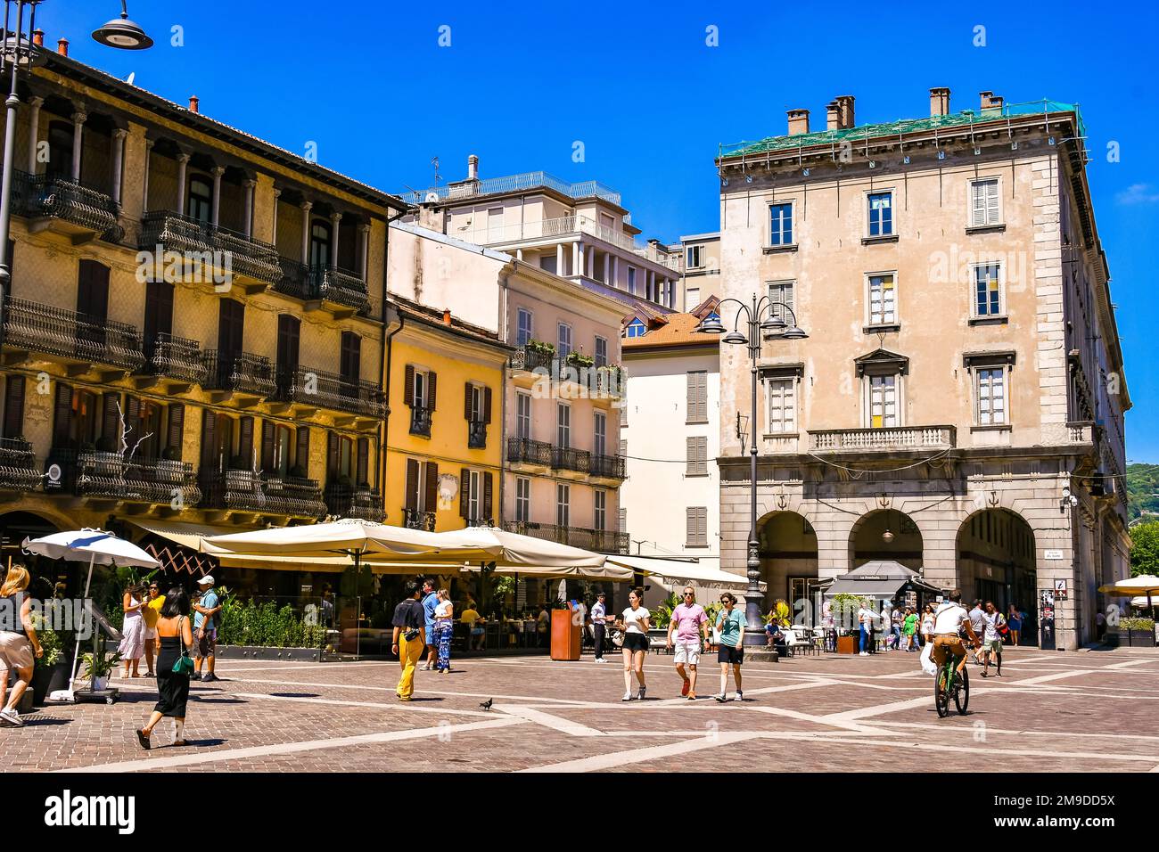 Street and lake views of Como city at the southern tip of Lake Como in ...