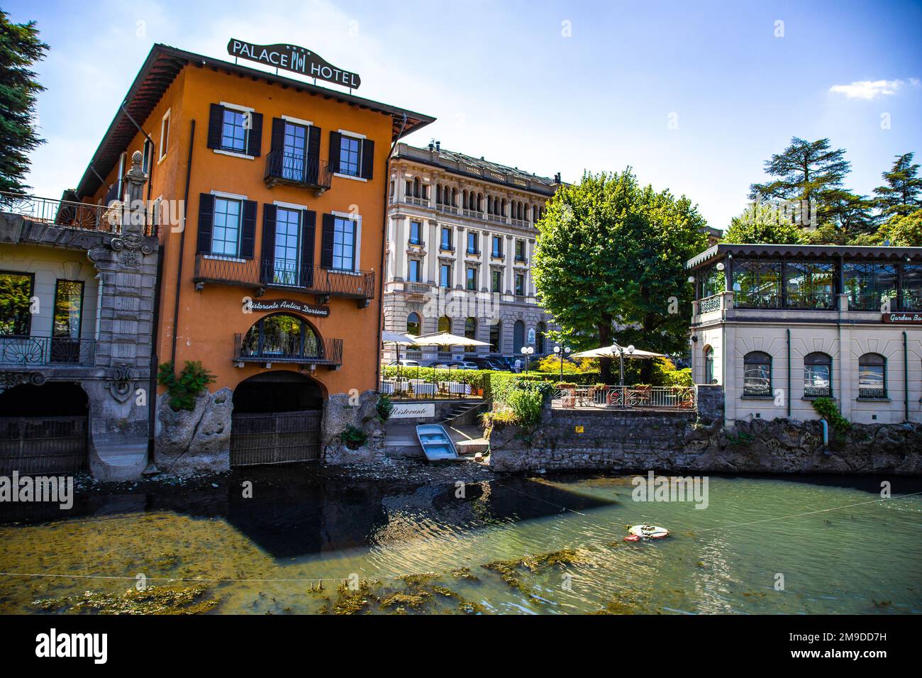 Street and lake views of Como city at the southern tip of Lake Como in ...