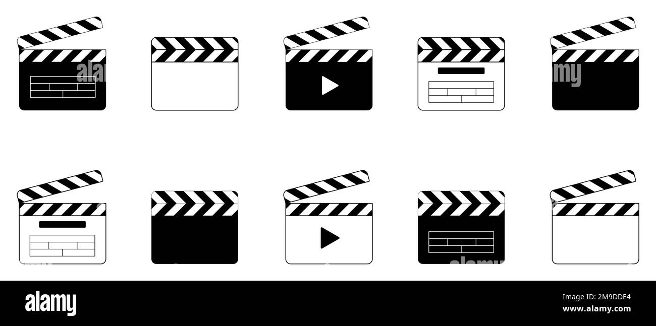 Movie Clapper Board Icon Set Open And Closed Clapper Symbol Vector