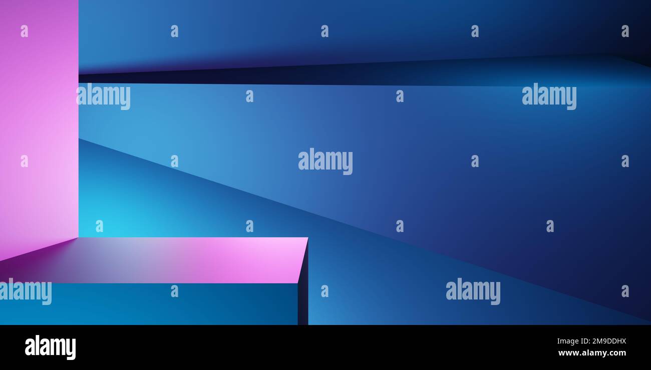 3d rendering of purple and blue abstract geometric background. Scene ...