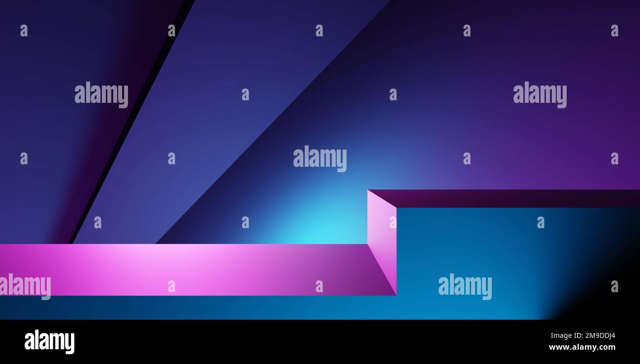 3d rendering of purple and blue abstract geometric background. Scene ...