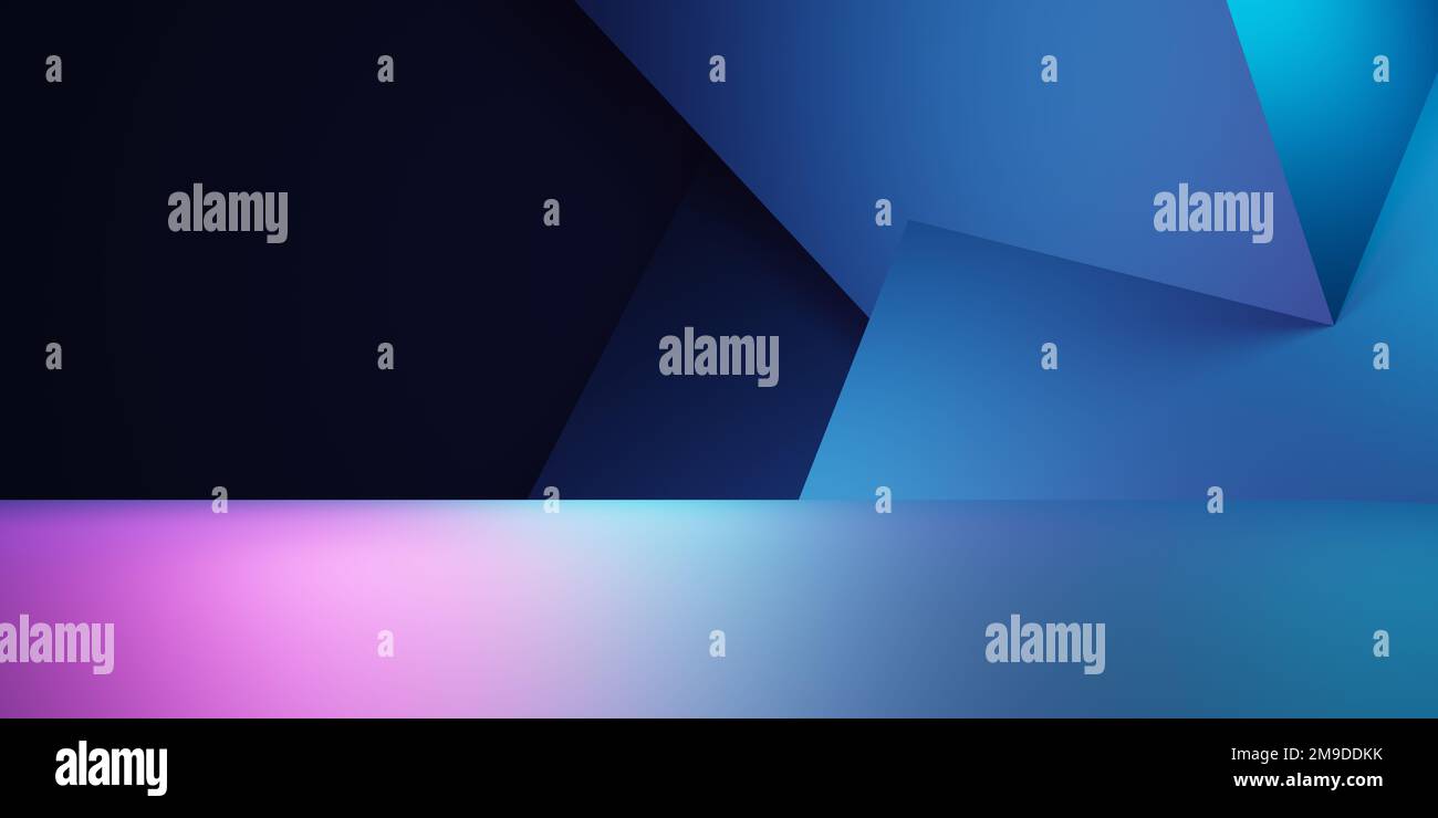 3d rendering of purple and blue abstract geometric background. Scene ...