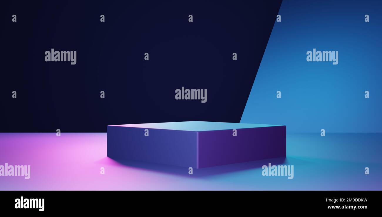 3d rendering of purple and blue abstract geometric background. Scene ...