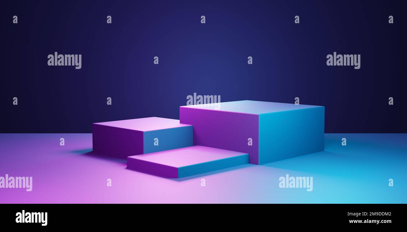 3d rendering of purple and blue abstract geometric background. Scene ...