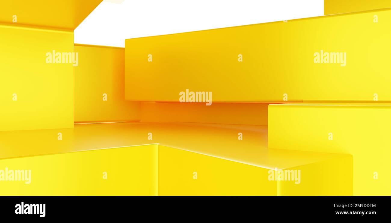 3d rendering of yellow and orange abstract geometric background. Scene ...