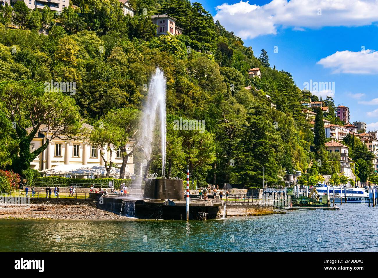 Street and lake views of Como city at the southern tip of Lake Como in ...