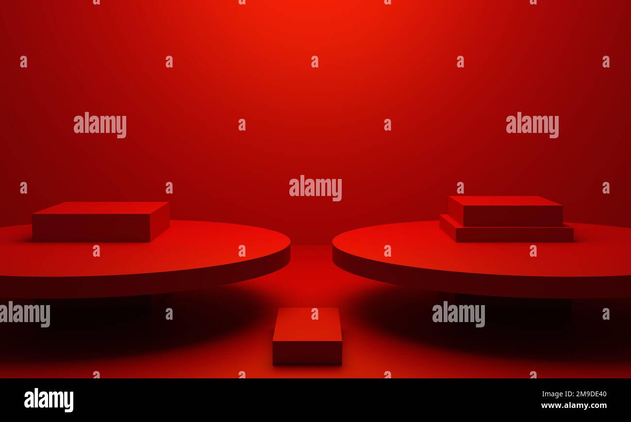 3d rendering of red abstract geometric background. Scene for ...