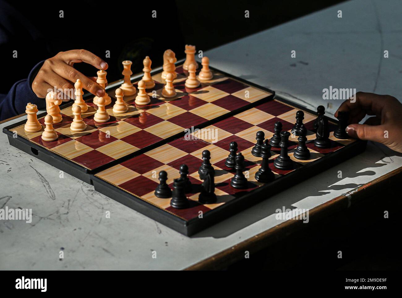 Palestinian children compete during the first chess tournament ...