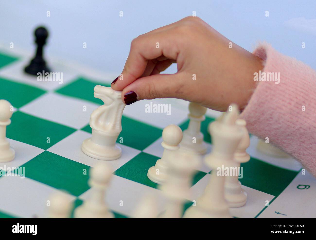 Palestinian children compete during the first chess tournament ...