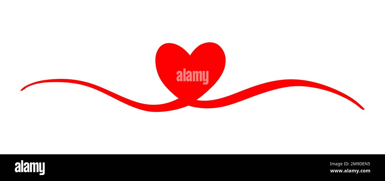 Heart Valentine's Day swash hand painted with brush and ink, isolated ...