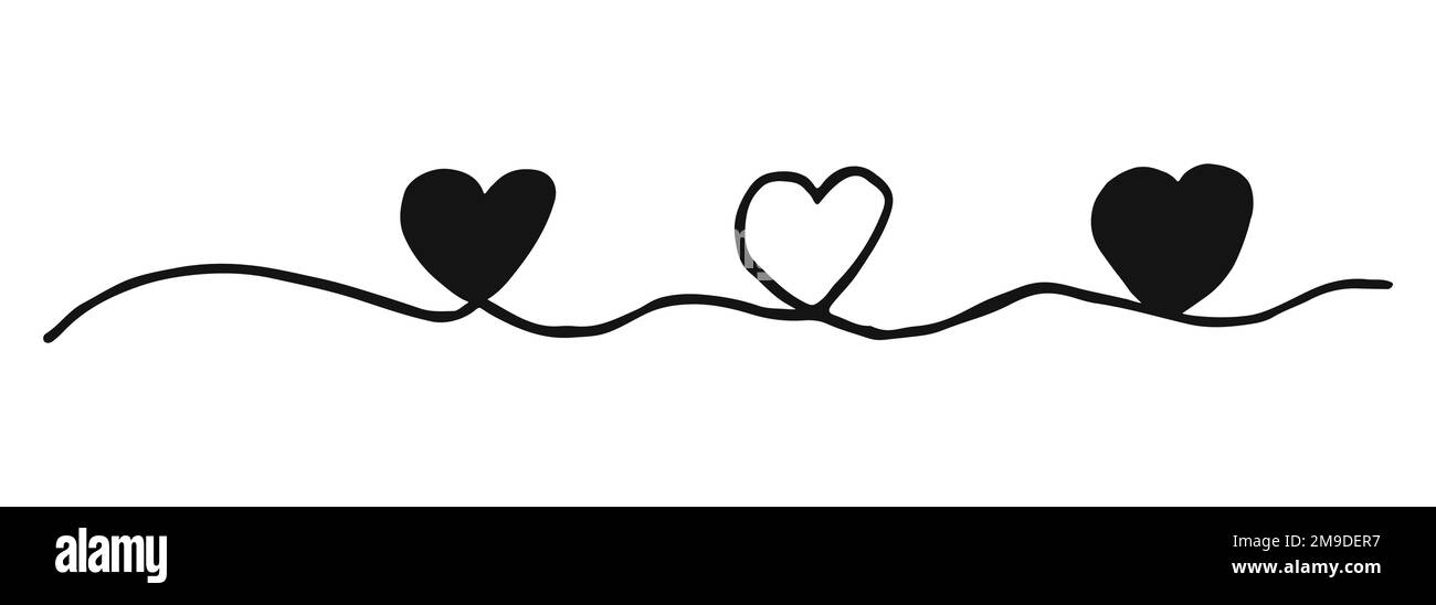 Heart Valentine's Day swash hand painted with brush and ink Stock ...