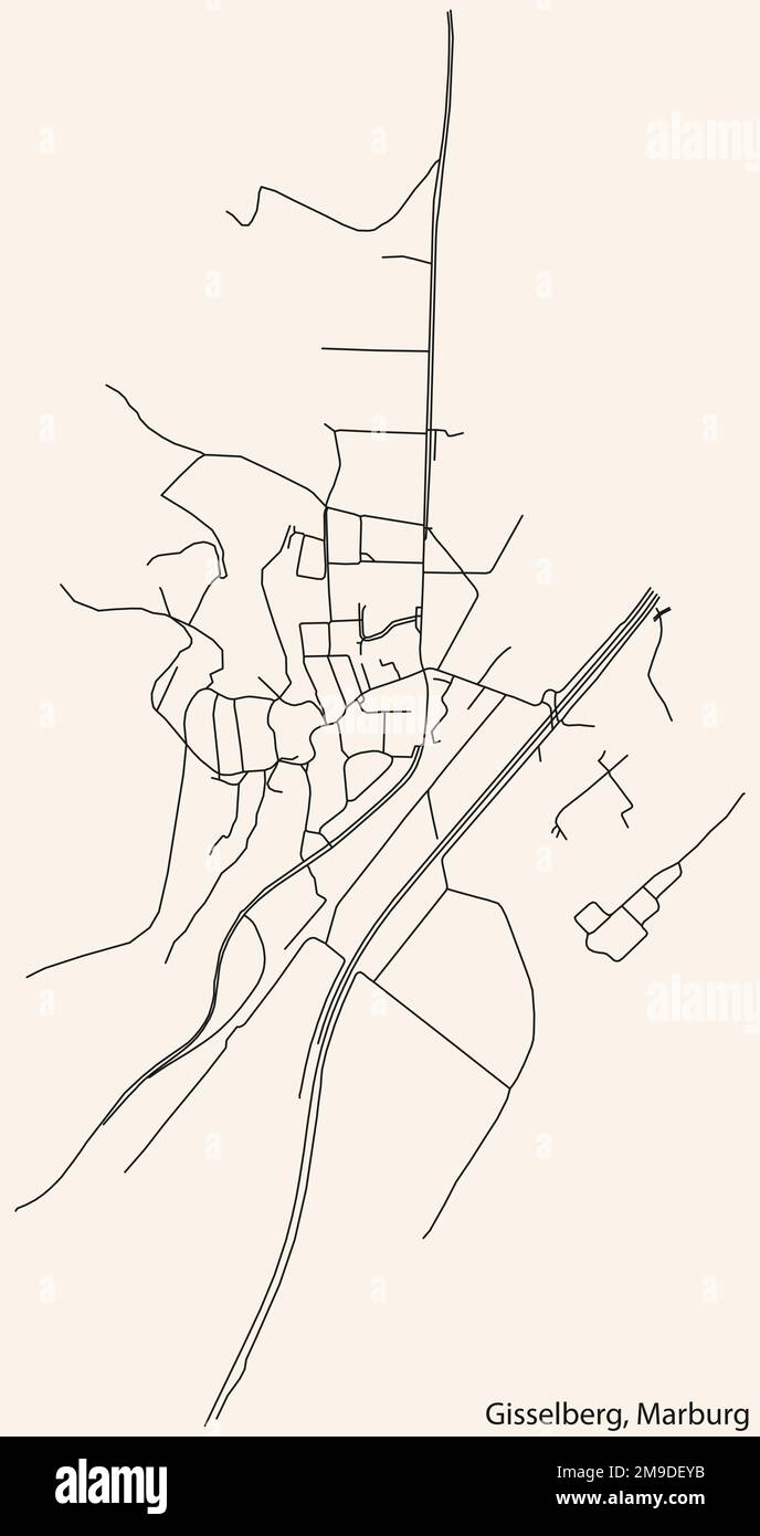 Street roads map of the GISSELBERG DISTRICT, MARBURG Stock Vector Image ...