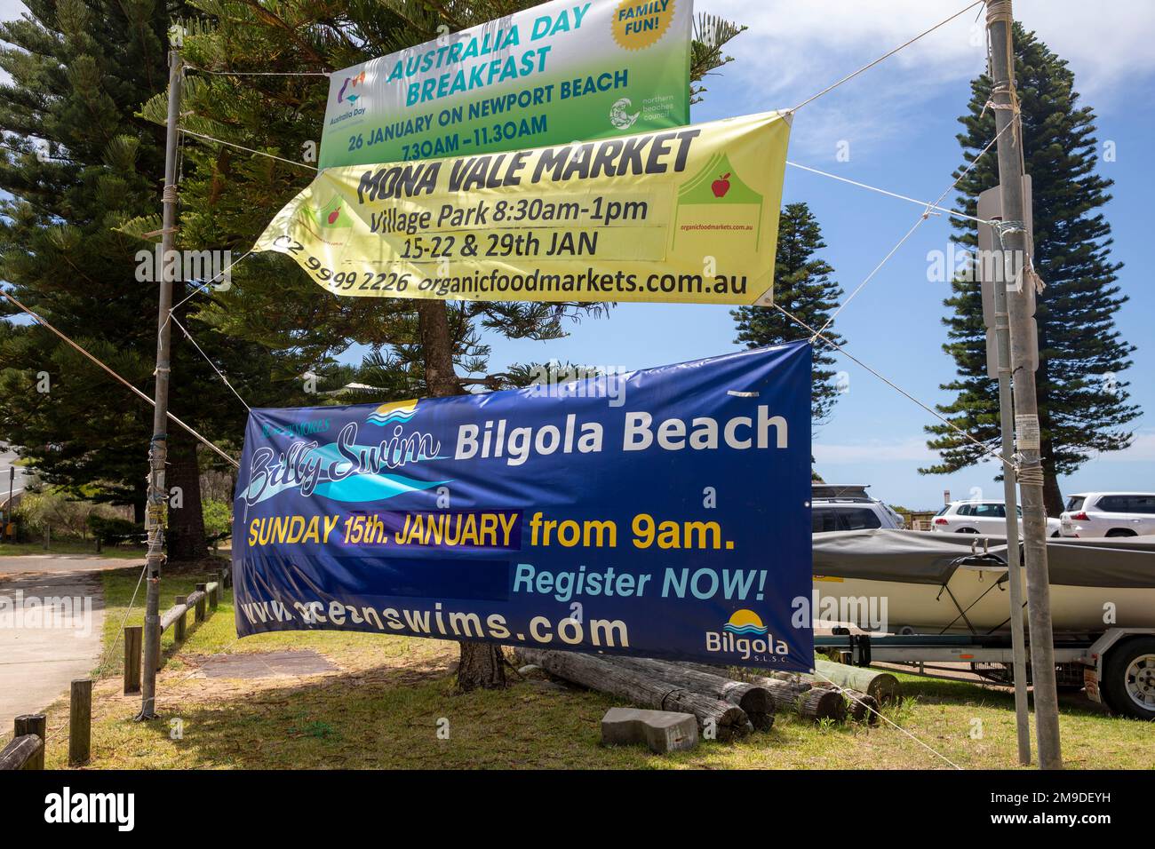 Marketing advertising banners at Newport Beach Sydney promote Australia ...