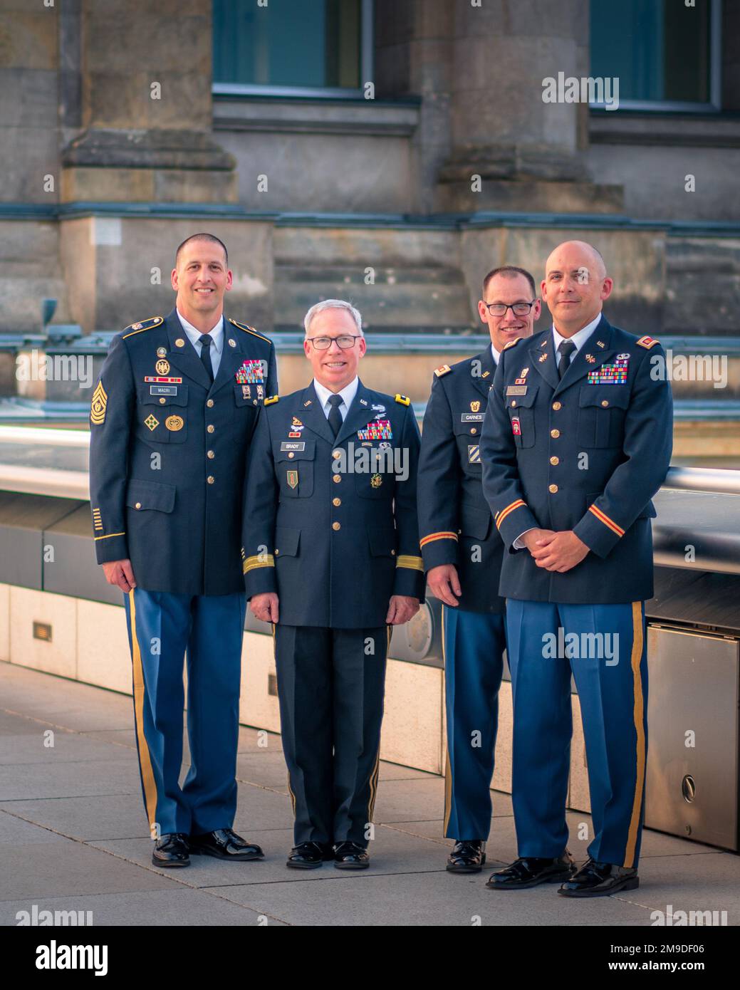 (Left to Right: Command Sgt. Maj. Giancarlo Macri, Maj. Gen. Greg Brady ...