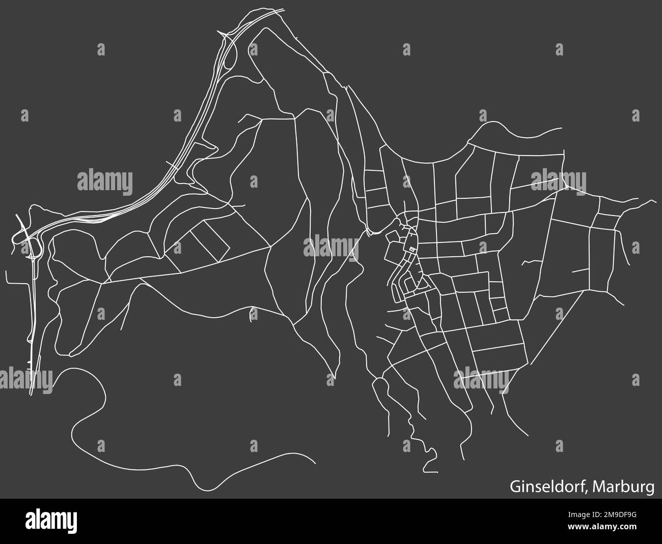 Street roads map of the GINSELDORF DISTRICT, MARBURG Stock Vector Image ...