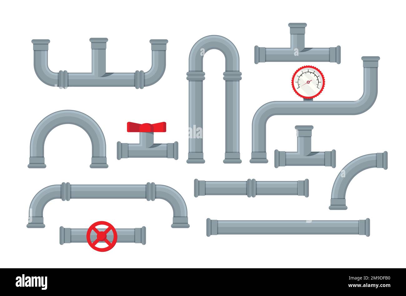 Vector set of details ware pipes system in flat style. Collection of ...