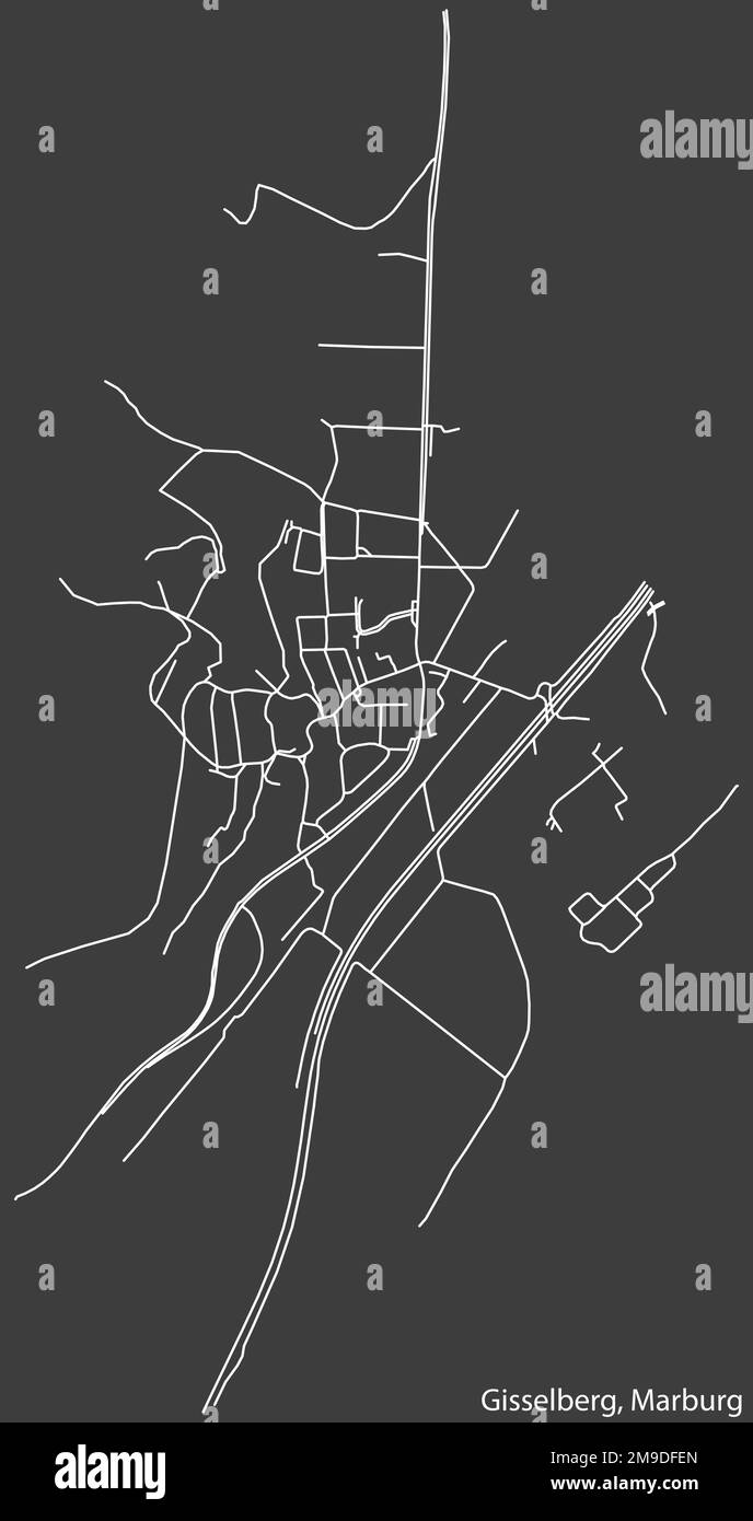 Street roads map of the GISSELBERG DISTRICT, MARBURG Stock Vector Image ...
