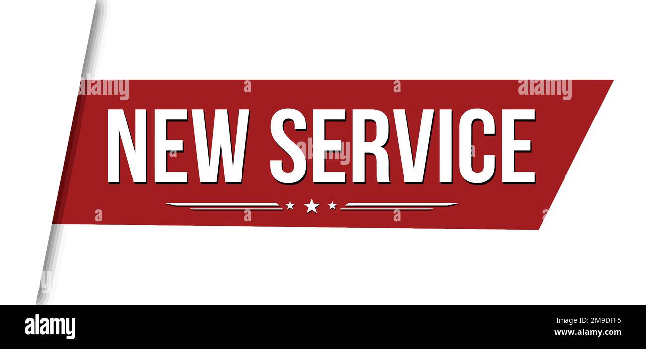 New service red ribbon or banner design on white background, vector ...