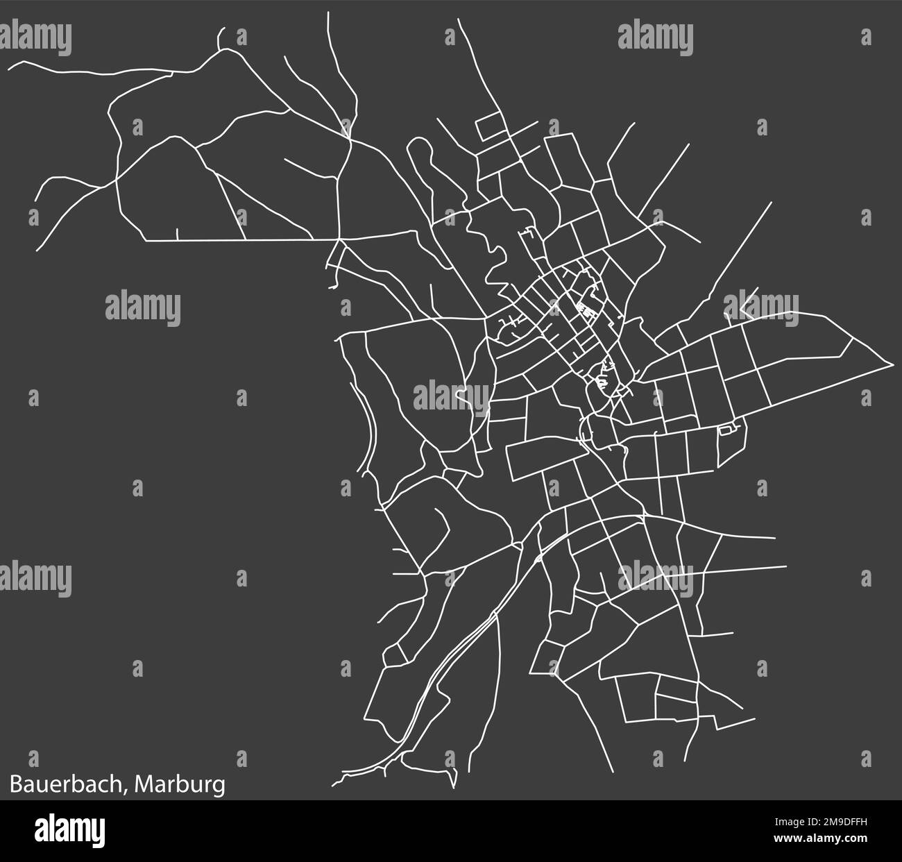 Street roads map of the BAUERBACH DISTRICT, MARBURG Stock Vector Image ...