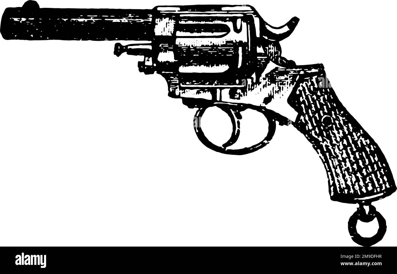 44-Caliber Frontier Revolver, Vintage Engraving. Old engraved ...