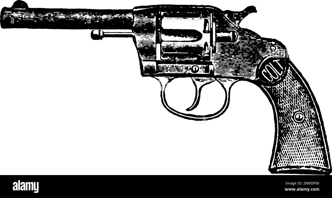 38-Caliber Colt Police Positive Revolver, Vintage Engraving. Old ...