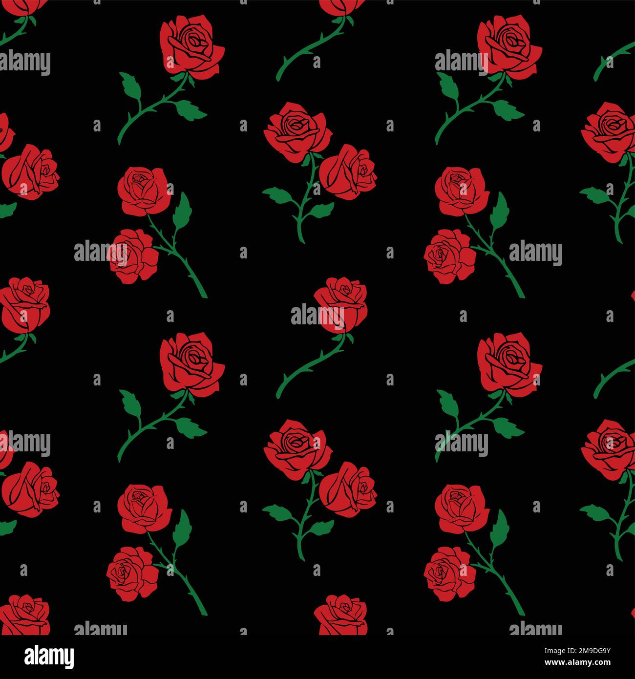 Seamless Repeating Pattern Graphic Tattoo Style Roses Flowers Stock ...