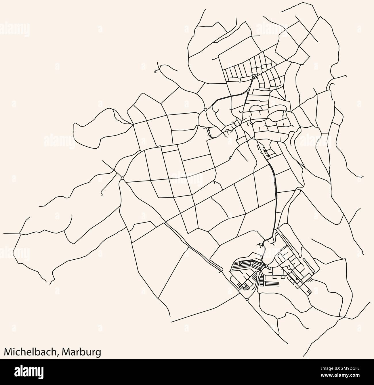 Street roads map of the MICHELBACH DISTRICT, MARBURG Stock Vector Image ...