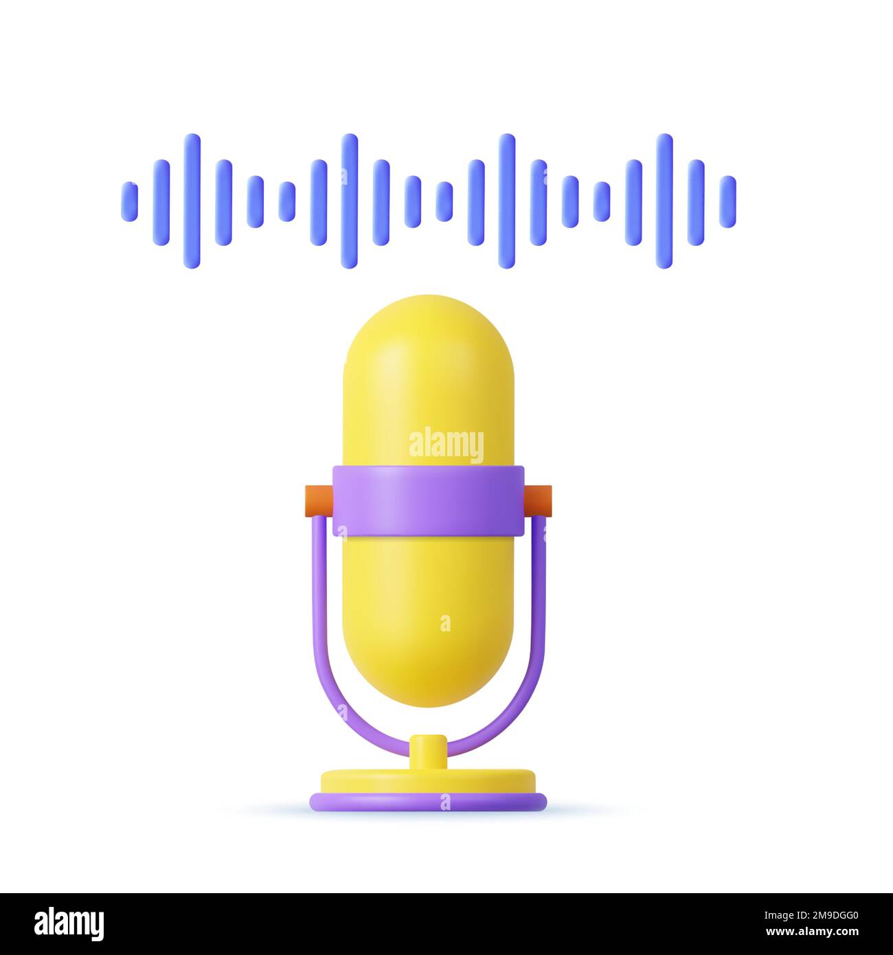 3d Podcast microphone on stand, audio equipment Stock Vector Image ...