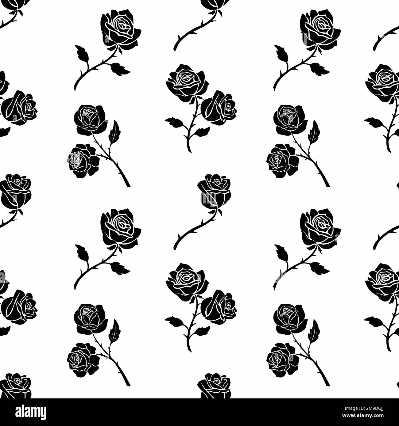 Seamless Repeating Pattern Graphic Tattoo Style Roses Flowers Stock ...