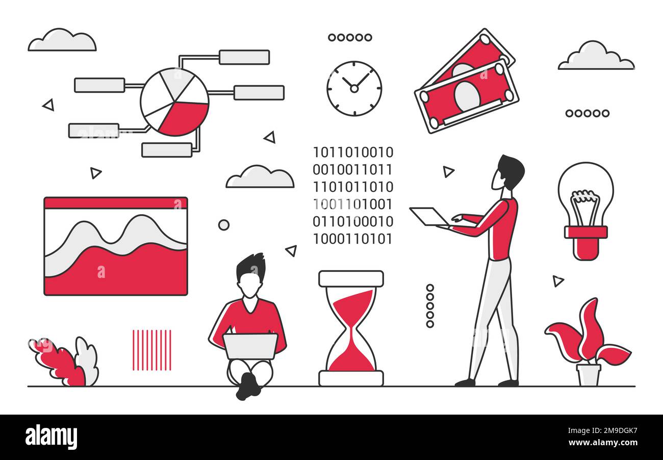 Financial analytics data. Finance forecasting program, money management ...