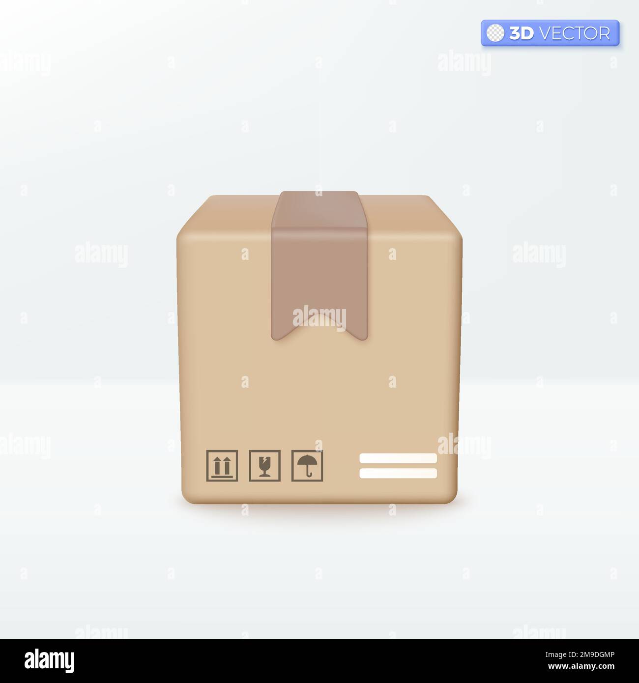 Realistic cardboard box icon symbols. Blank white cube product ...