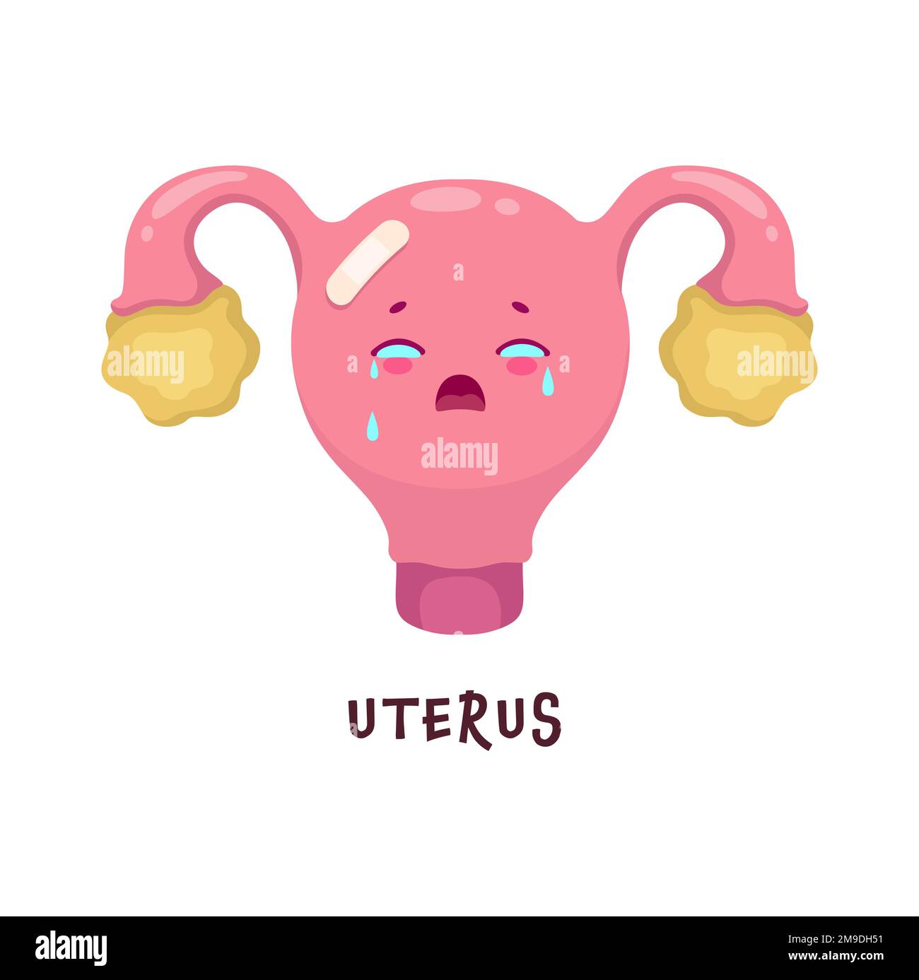 Uterus sick body organ character. Injured and unhealthy organ cartoon ...
