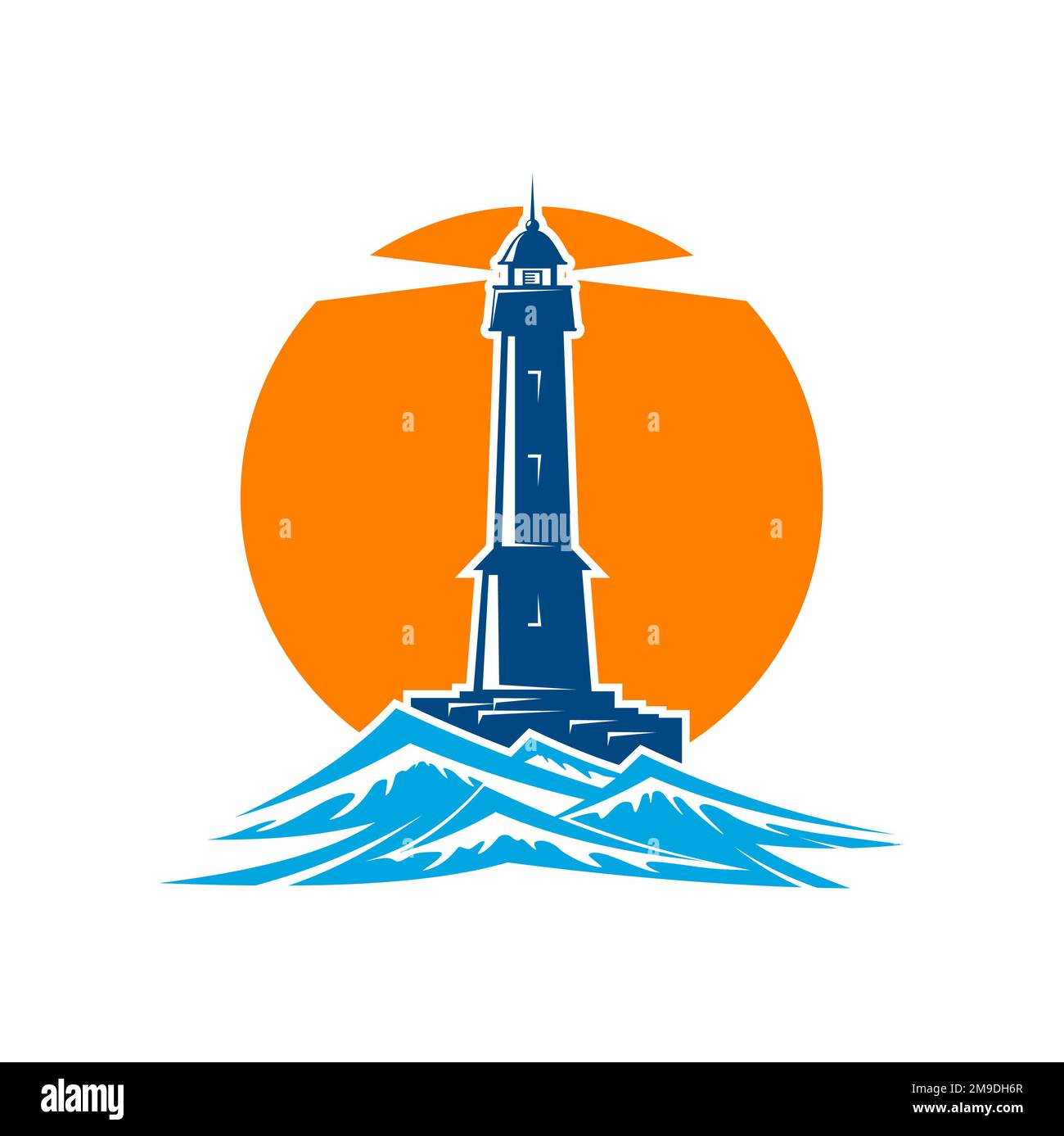 Lighthouse and beacon icon. Sea and ocean travel symbol, company vector ...